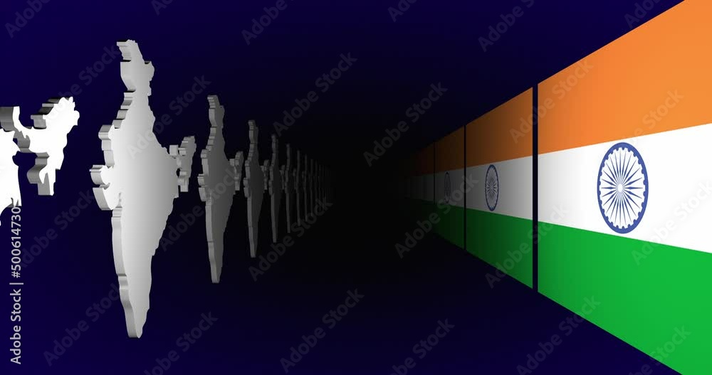 India Flag Map 4K Animated Looping Background 3d Animation Stock ビデオ ...