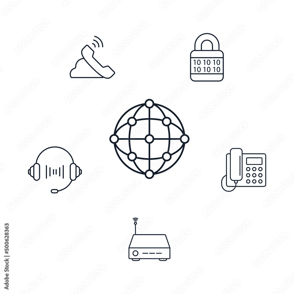 Voice over IP icons set .Voice over IP pack symbol vector elements for ...