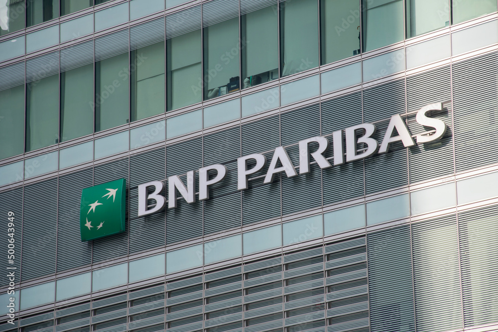 BNP Paribas logo brand on a building Stock Photo | Adobe Stock