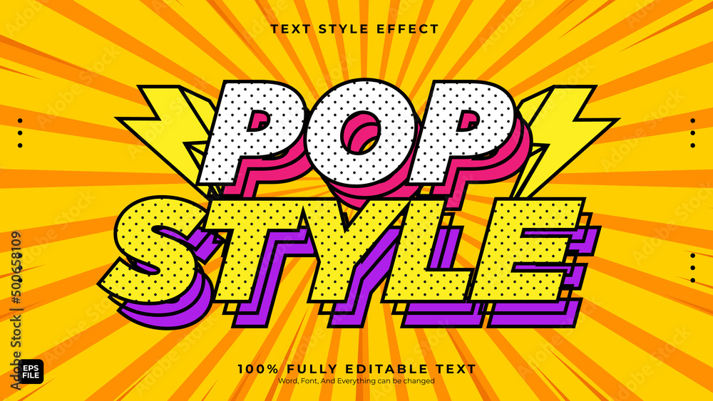 Text effects pop art style text effect vector editable Premium Vector Stock Vector | Adobe Stock