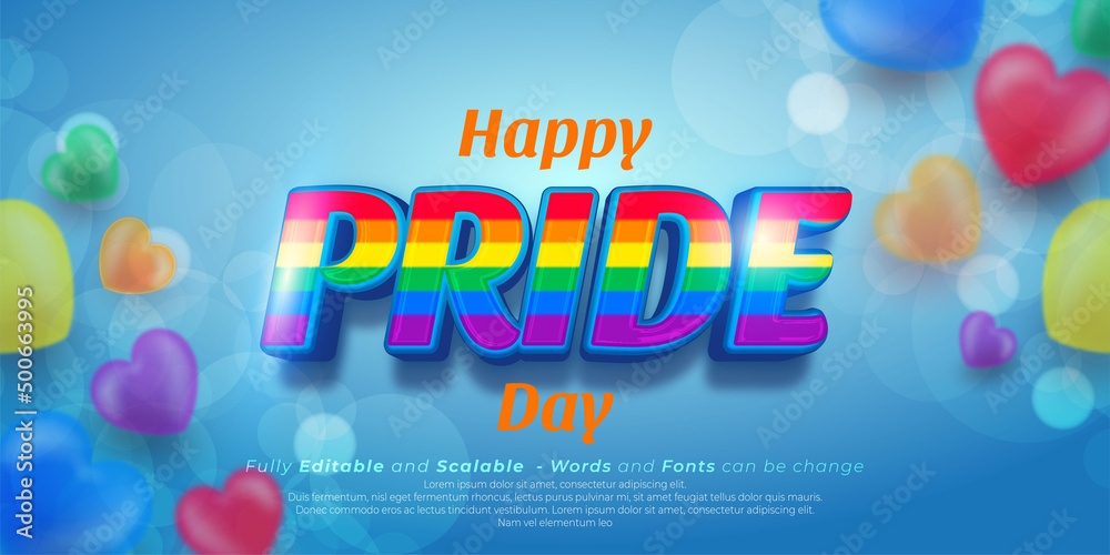 3d love Happy pride day frame with lettering on blue background Stock ...