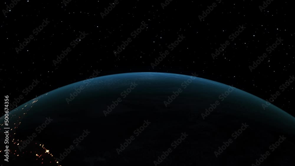 Planet earth 3D orbital animation with realistic geography surface and ...