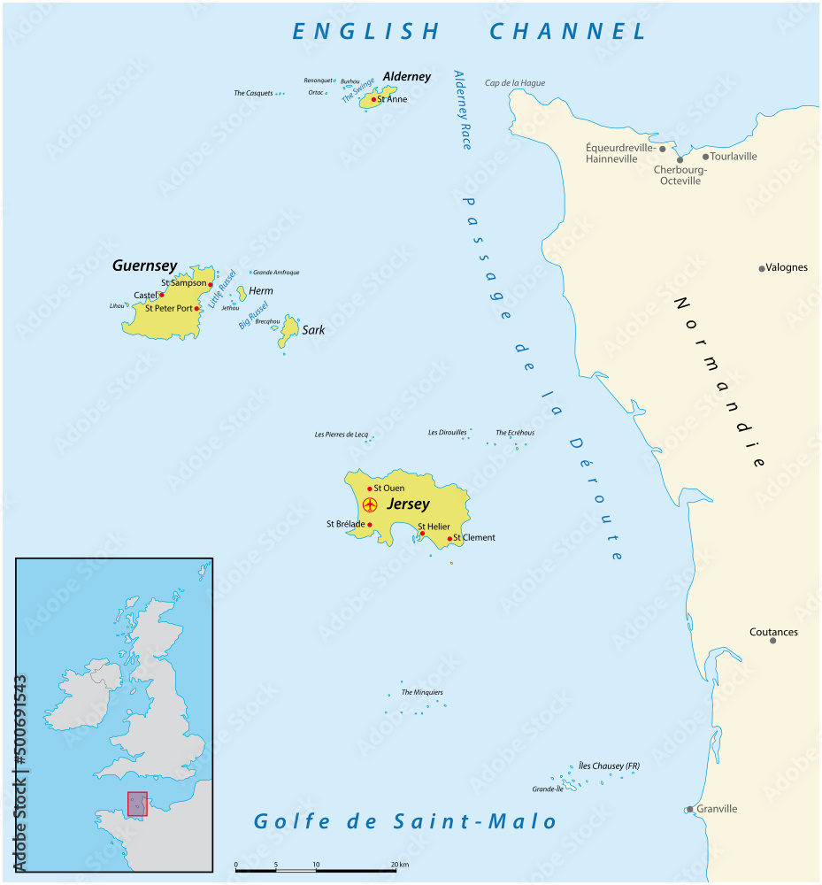 vector map of english channel islands in english channel Stock Vector ...