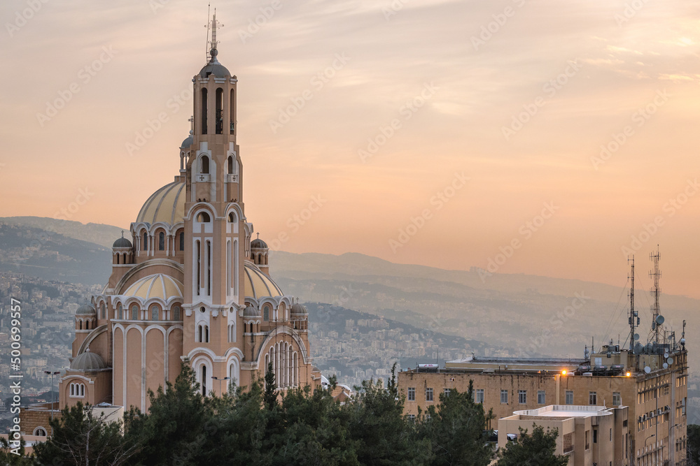 Basilica of Saint Paul in Harissa town in Lebanon Stock Photo | Adobe Stock