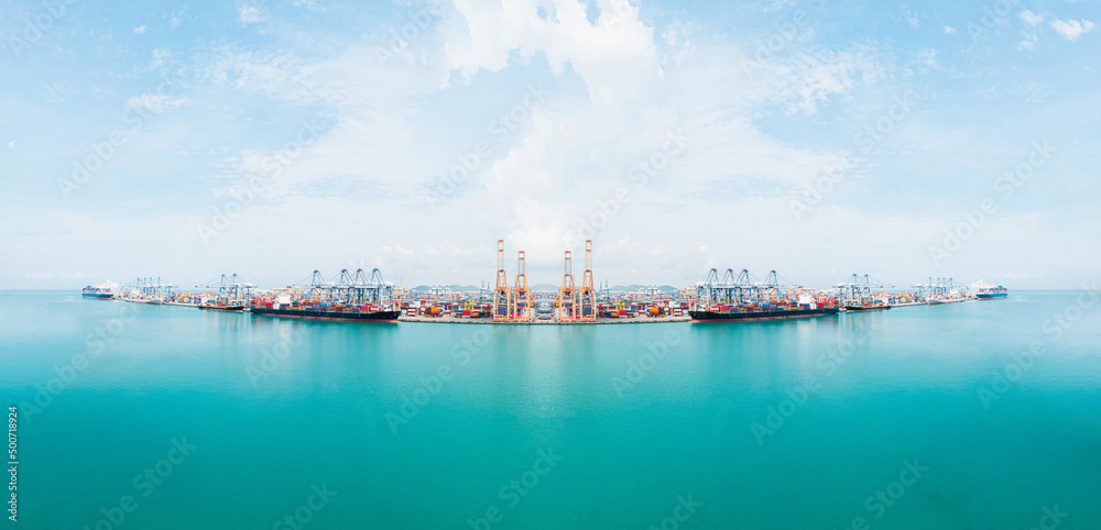 Island for shipping containers port, World map with logistic Global ...