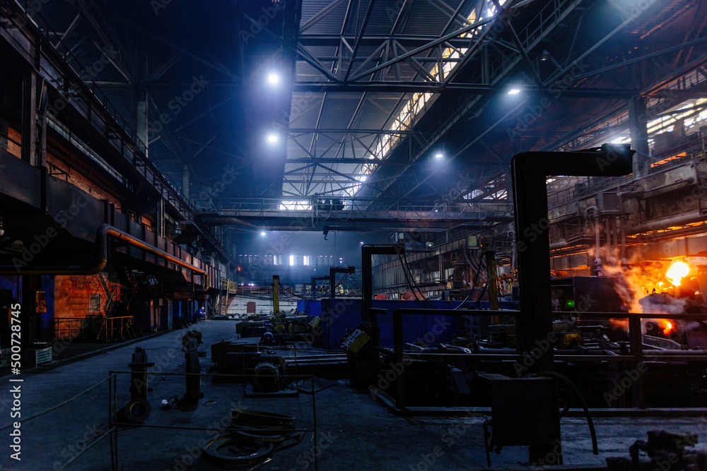 Iron casting at the foundry at metallurgical factory Stock Photo ...