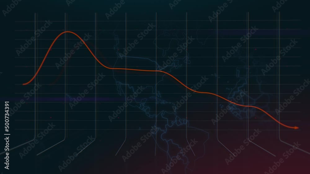 3D Descending Vector Animation Red 2D Bar Chart With Down Arrow, Ultra ...
