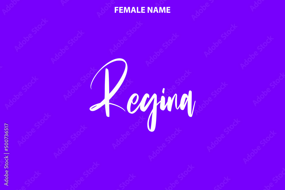 Regina Cursive Text Lettering Girl Name Design on Purple Background ...