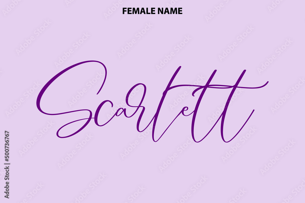 Calligraphy Text Girl Female Name Scarlett on Light Purple Background ...