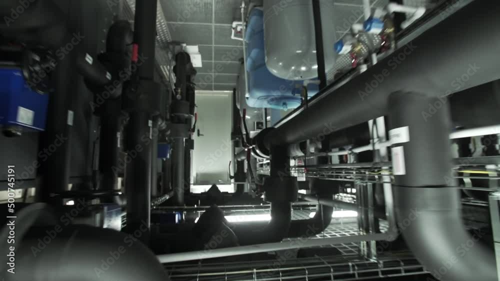 Data center server room, Switchgear room with raws of cabinets with ...