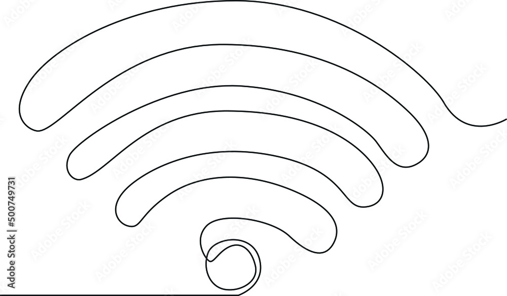 Continuous one line drawing of a signal wifi icon . Single line draw ...
