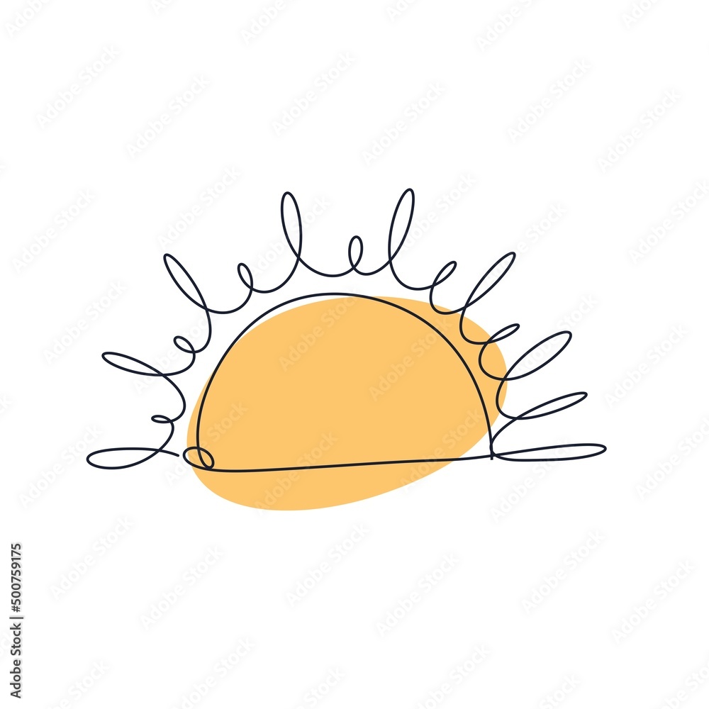 Set line art sun. One line drawing Stock Illustration | Adobe Stock