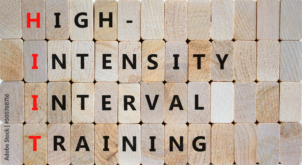 HIIT high-intensity interval training symbol. Concept words HIIT high ...