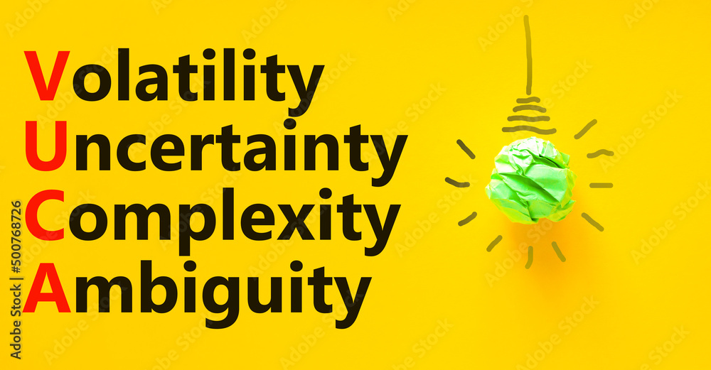 VUCA volatility uncertainty complexity ambiguity symbol. Concept words ...