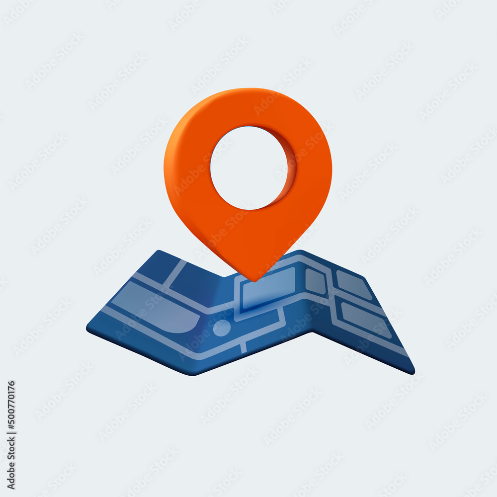 City map 3d vector icon. Realistic Location map pin gps pointer markers ...