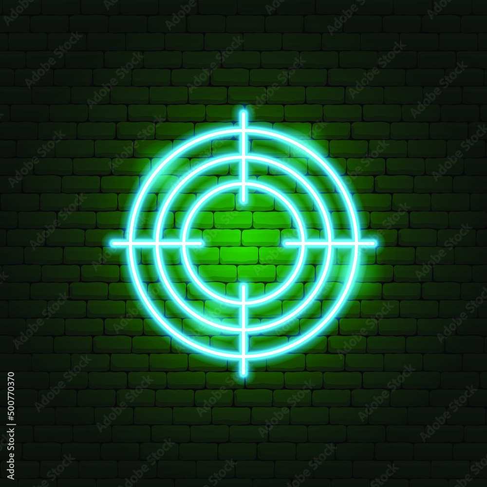 Sniper Scope Neon Sign. Vector Illustration of Weapon Promotion. Stock ...