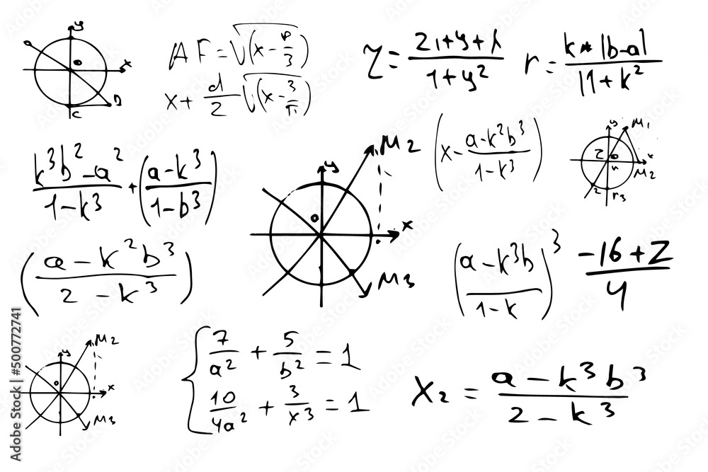 Mathematical, scientific formulas and expressions. Educational, vector ...