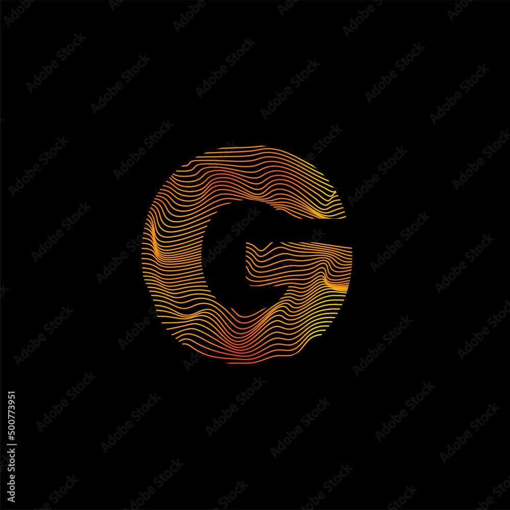 G letter wavy line. G letter with motion wave. Alphabet logo with ...