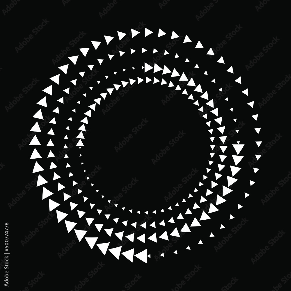 Abstract white triangles in circle form. Geometric art. Trendy design ...