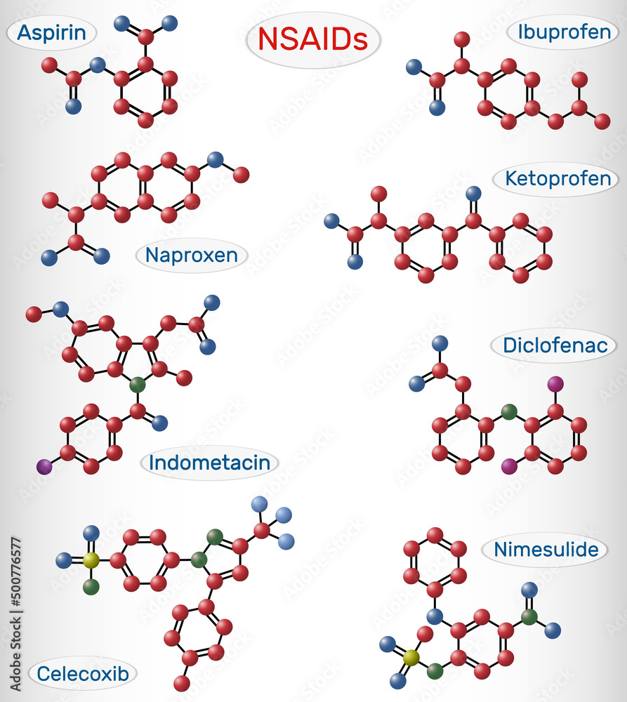 Nimesulide, aspirin, acetylsalicylic acid, ibuprofen, diclofenac ...