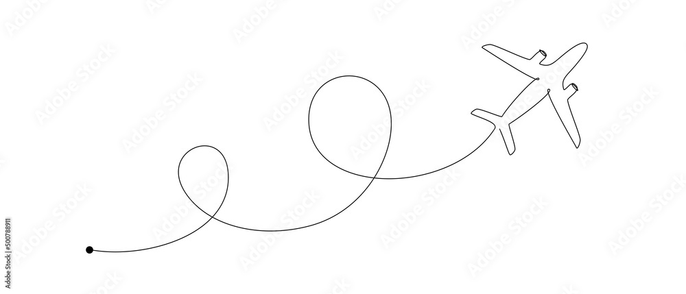 One Continuous line drawing of flying up airplane path. Concept of ...