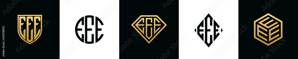 Initial letters EEE logo designs Bundle. This collection incorporated ...