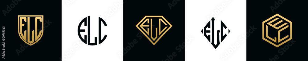 Initial letters ELC logo designs Bundle. This collection incorporated ...