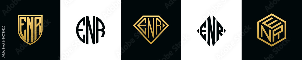 Initial letters ENR logo designs Bundle. This collection incorporated ...