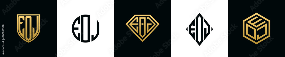 Initial letters EOJ logo designs Bundle. This collection incorporated ...