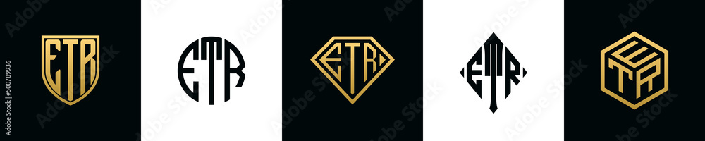 Initial letters ETR logo designs Bundle. This collection incorporated ...