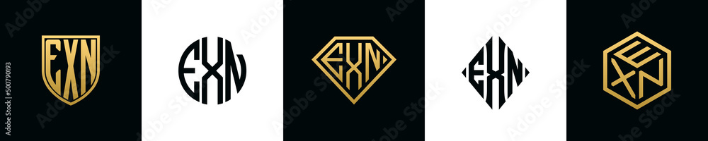 Initial letters EXN logo designs Bundle. This collection incorporated ...