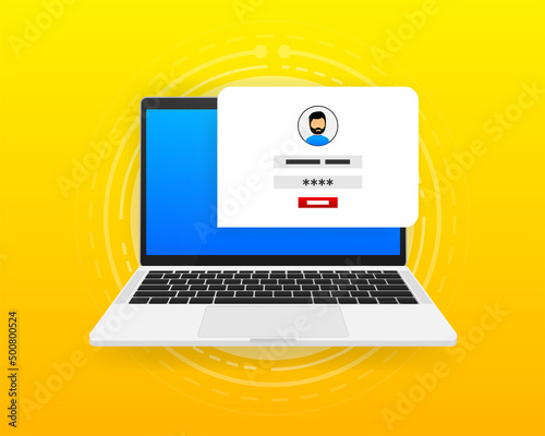 Fototapeta Login form in account and password page on screen computer ...