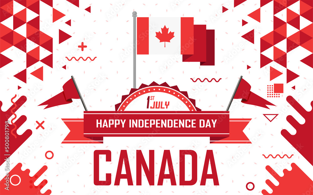 Canada day banner for independence day of Canada. Retro abstract design ...
