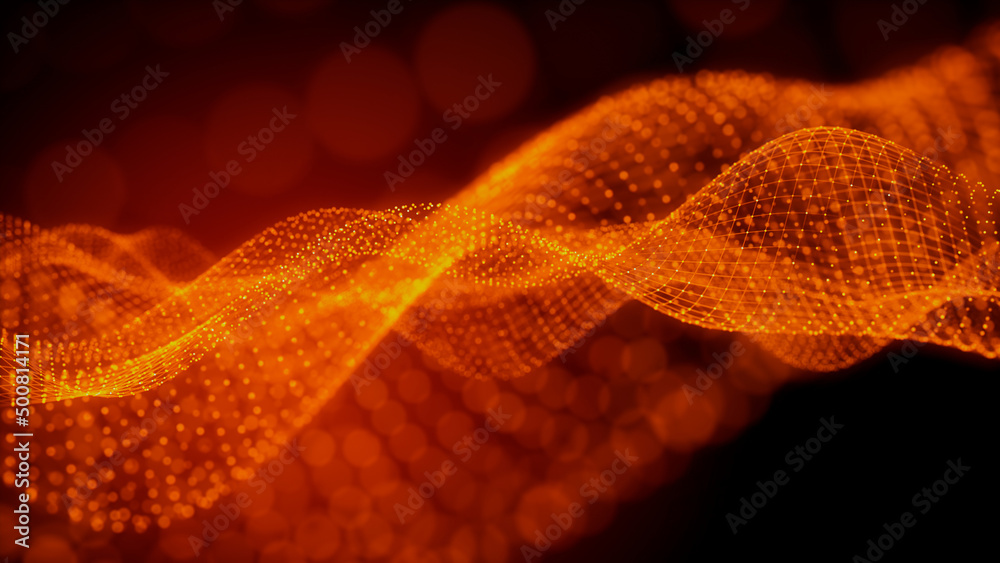 Big Data Concept. Orange, Futuristic Digital Style. 3D Render. Stock ...