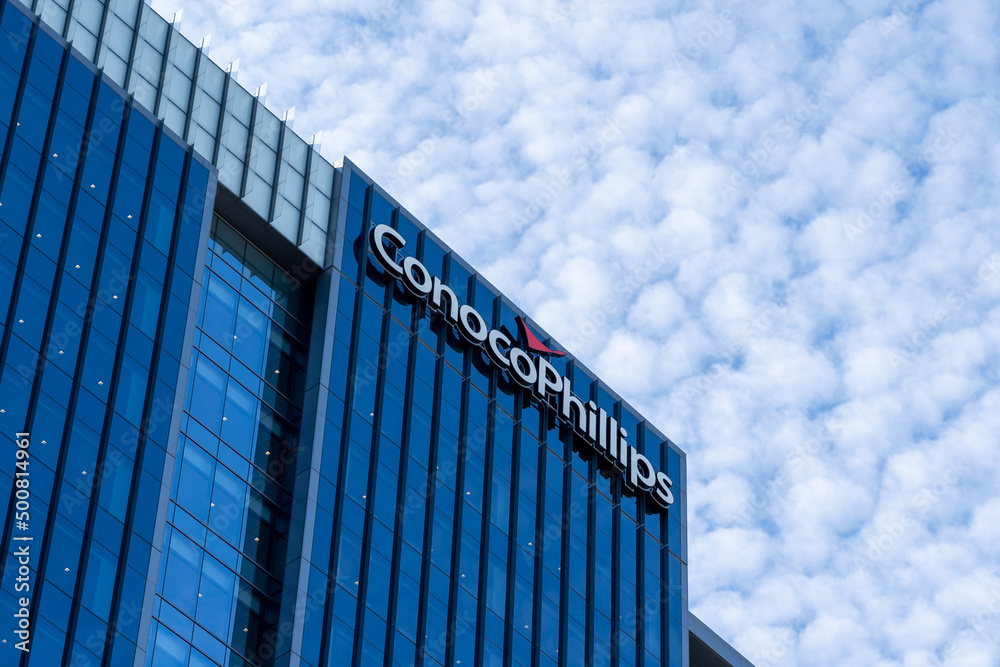 Houston, Texas, USA - March 2, 2022: ConocoPhillips sign on the ...