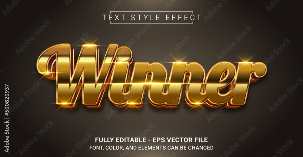 Winner Text Style Effect. Editable Graphic Text Template. Stock Vector ...