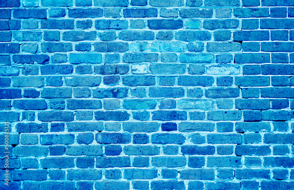 Cool blue textured brick background. Rough vintage architecture texture ...