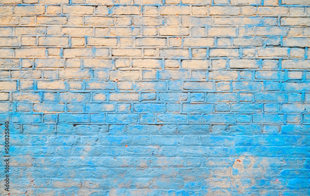 Cool blue textured brick background. Rough vintage architecture texture ...