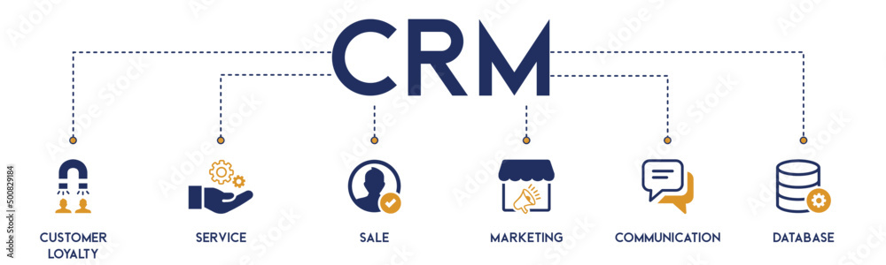 CRM banner web icon vector illustration concept for customer ...