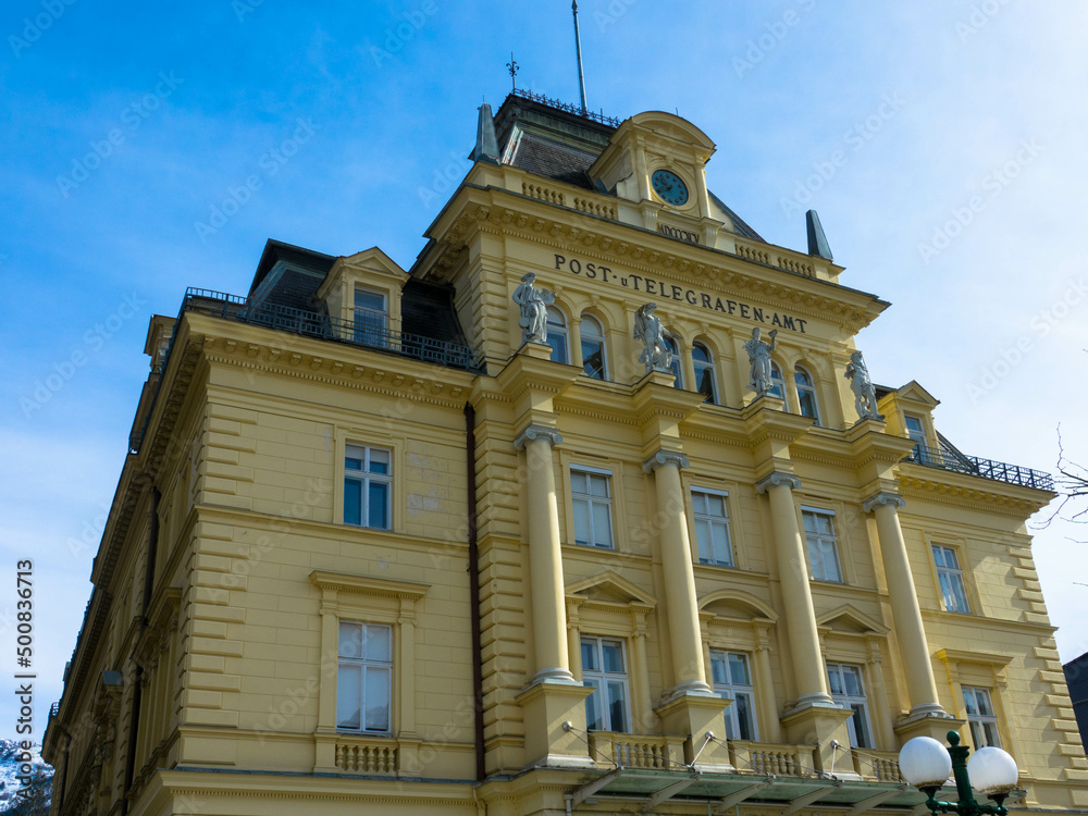 Detail view of the former post and telegraph office from the austrian ...