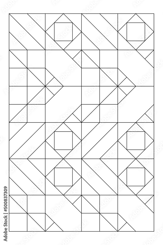 Composition of four variations of tile designs for coloring pages. Easy ...