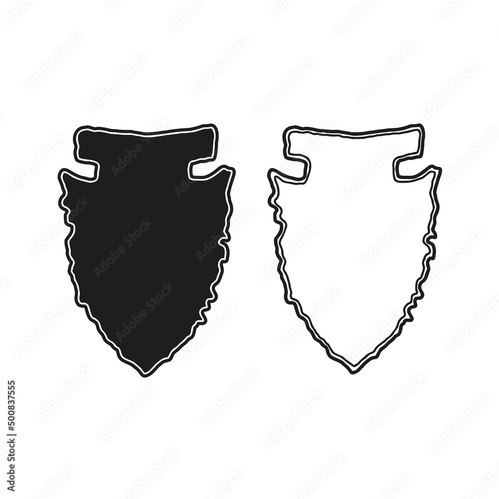 Illustration of stone arrow head. Design element for poster, card ...