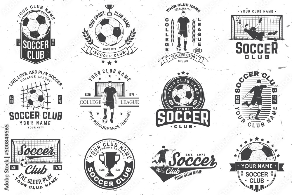 Set of soccer, football club badge design. Vector illustration. For ...