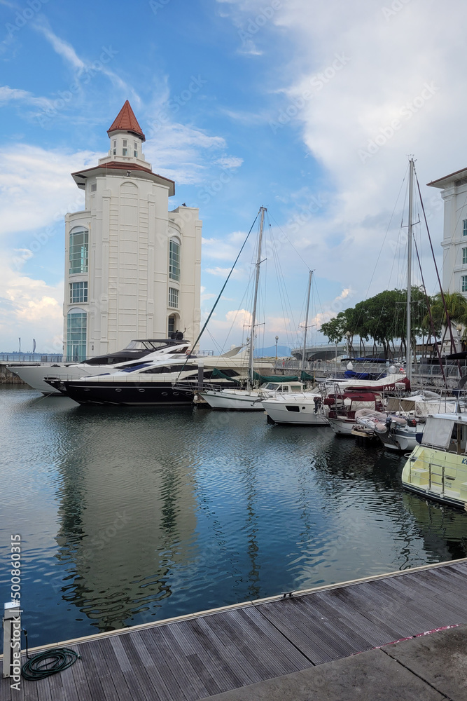 PENANG, MALAYSIA - 27 MAR 2022: Private boat and yacht parking at ...