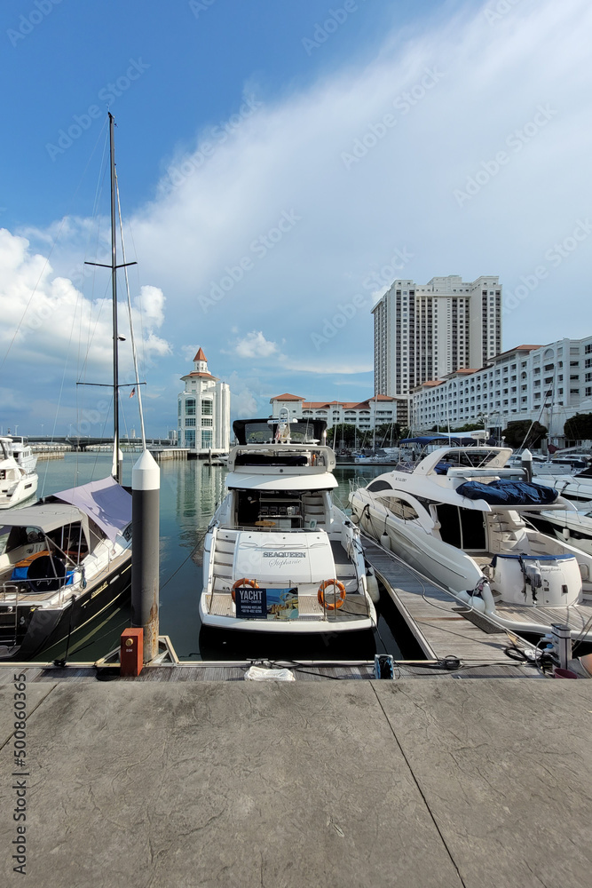 PENANG, MALAYSIA - 27 MAR 2022: Private boat and yacht parking at ...