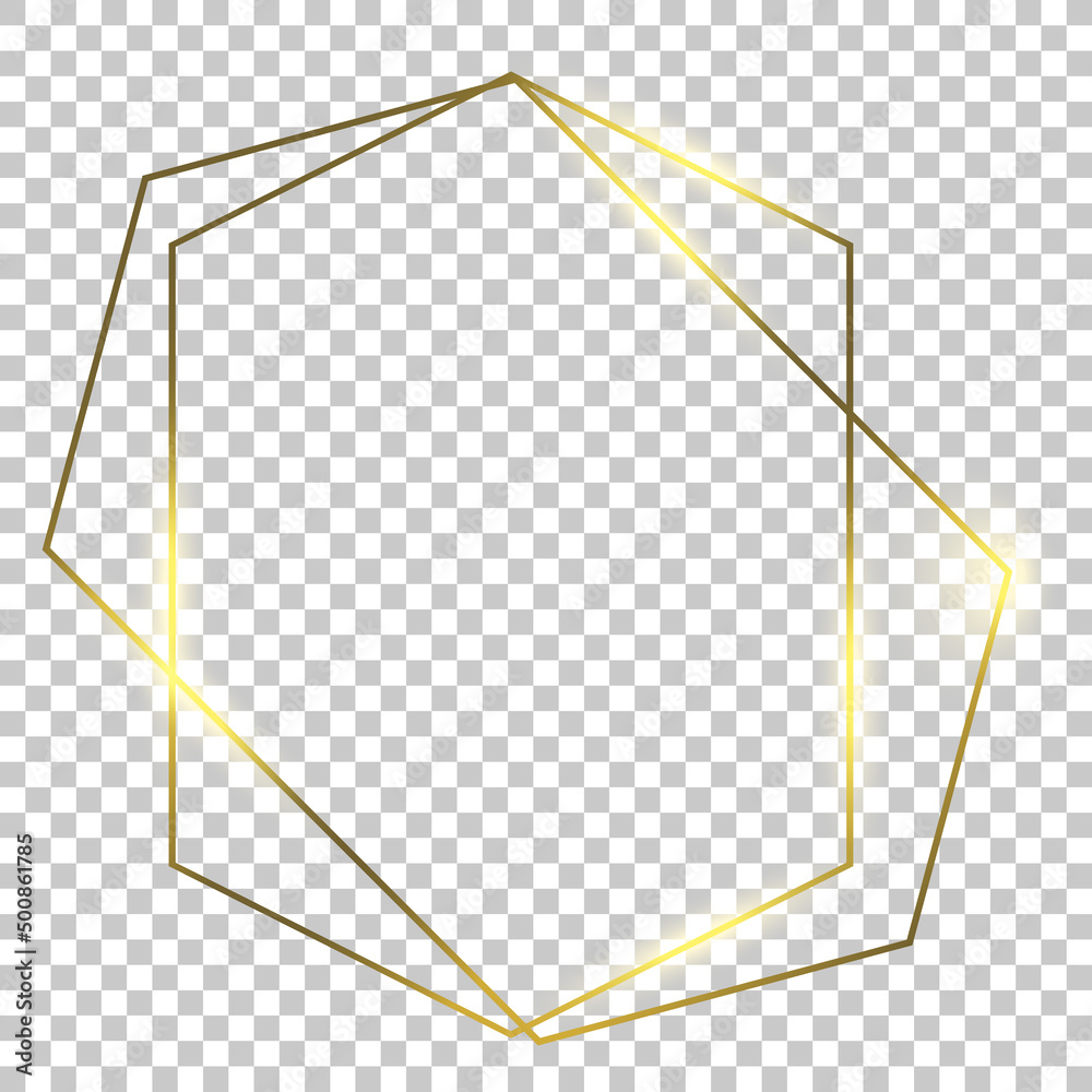 Luxury gold border isolated on transparent vector background. Glowing ...