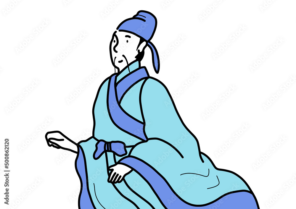 中国の歴史上の人物のような衣装を着た男の人。 Stock イラスト | Adobe Stock