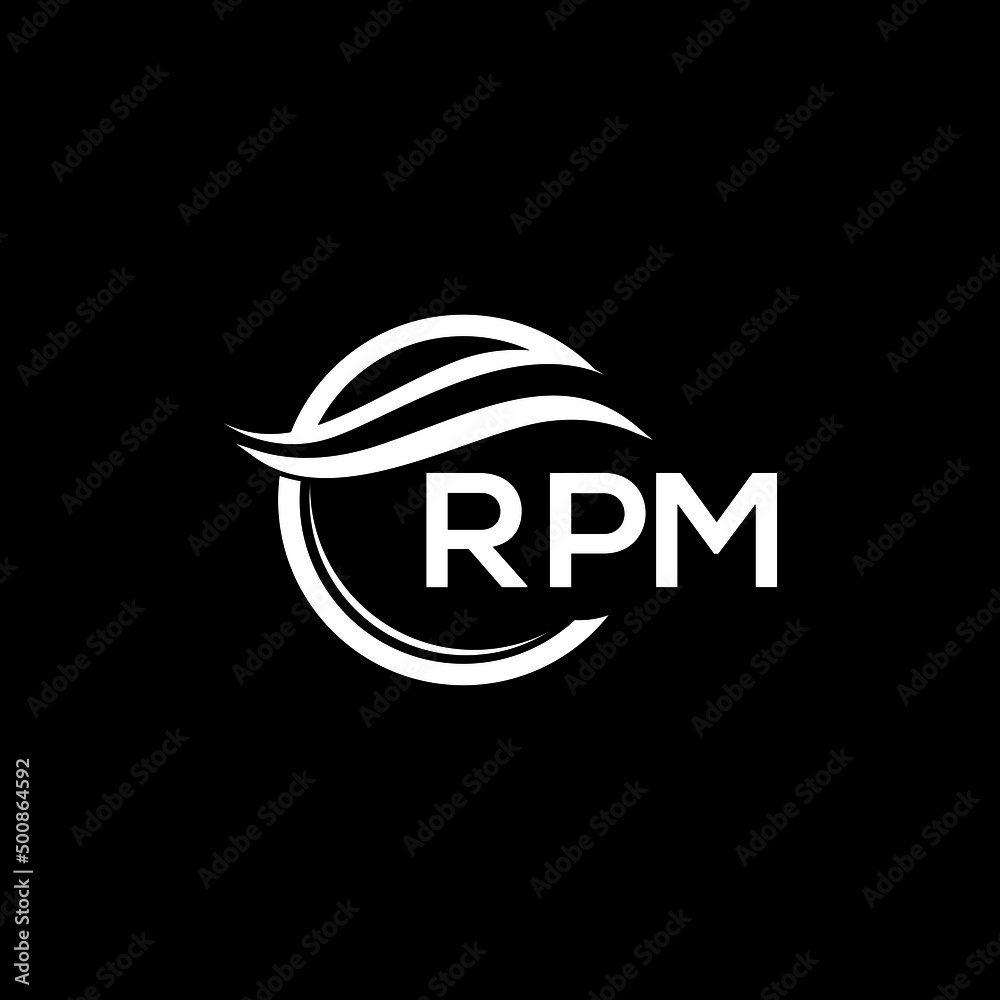 RPM letter logo design on black background. RPM creative initials ...