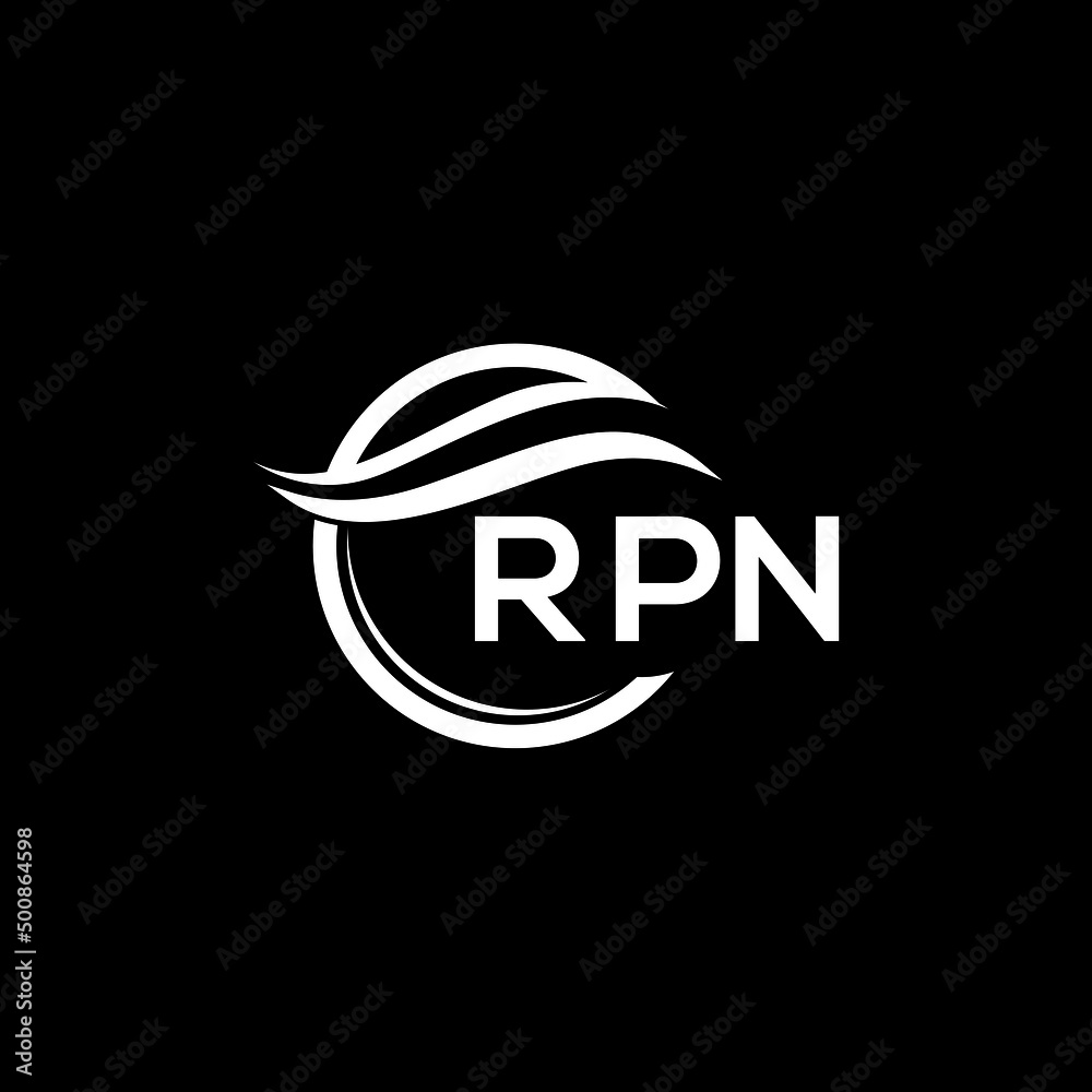 RPN letter logo design on black background. RPN creative initials ...