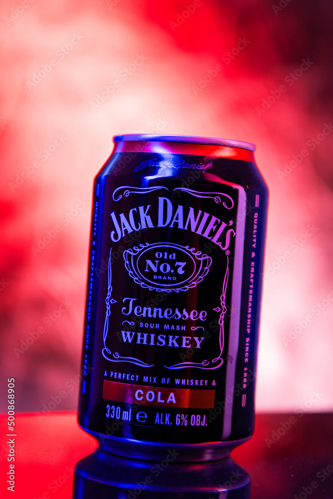 Alcohol - Jack Daniels cocktail with coke in a metal jar Stock Photo ...